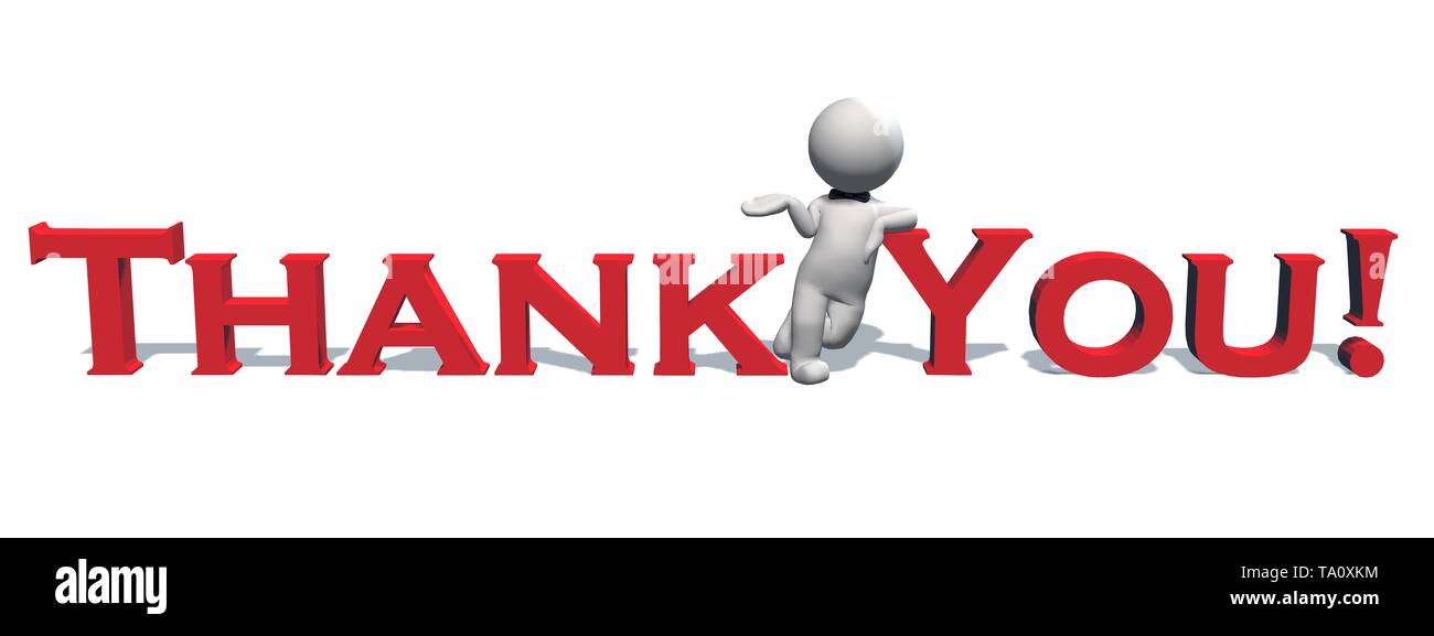 Thank You- 3D text in red and 3D people - isolated on white background ...