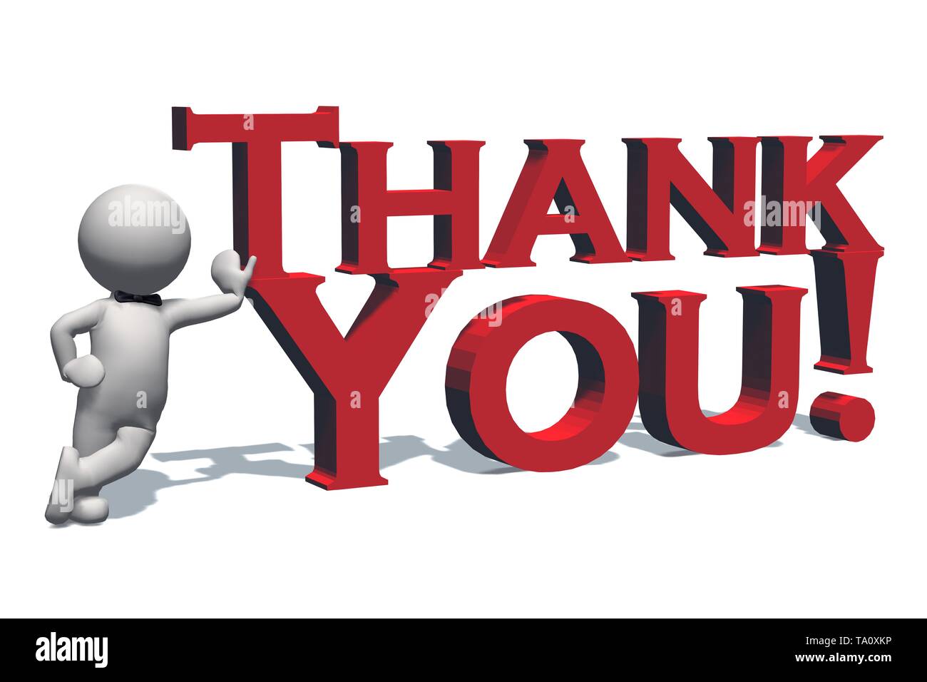 Thank You- 3D text in red and 3D people - isolated on white background ...