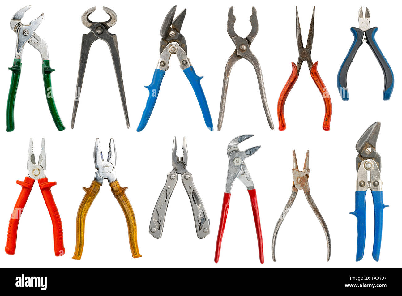 collection of twelve different pliers, isolated on white Stock Photo ...