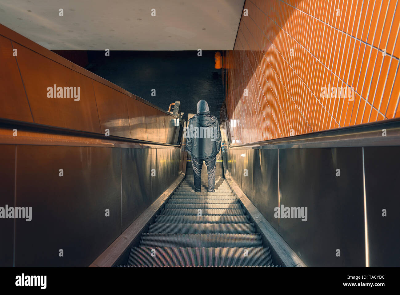 Underground back view young man hi-res stock photography and images - Alamy