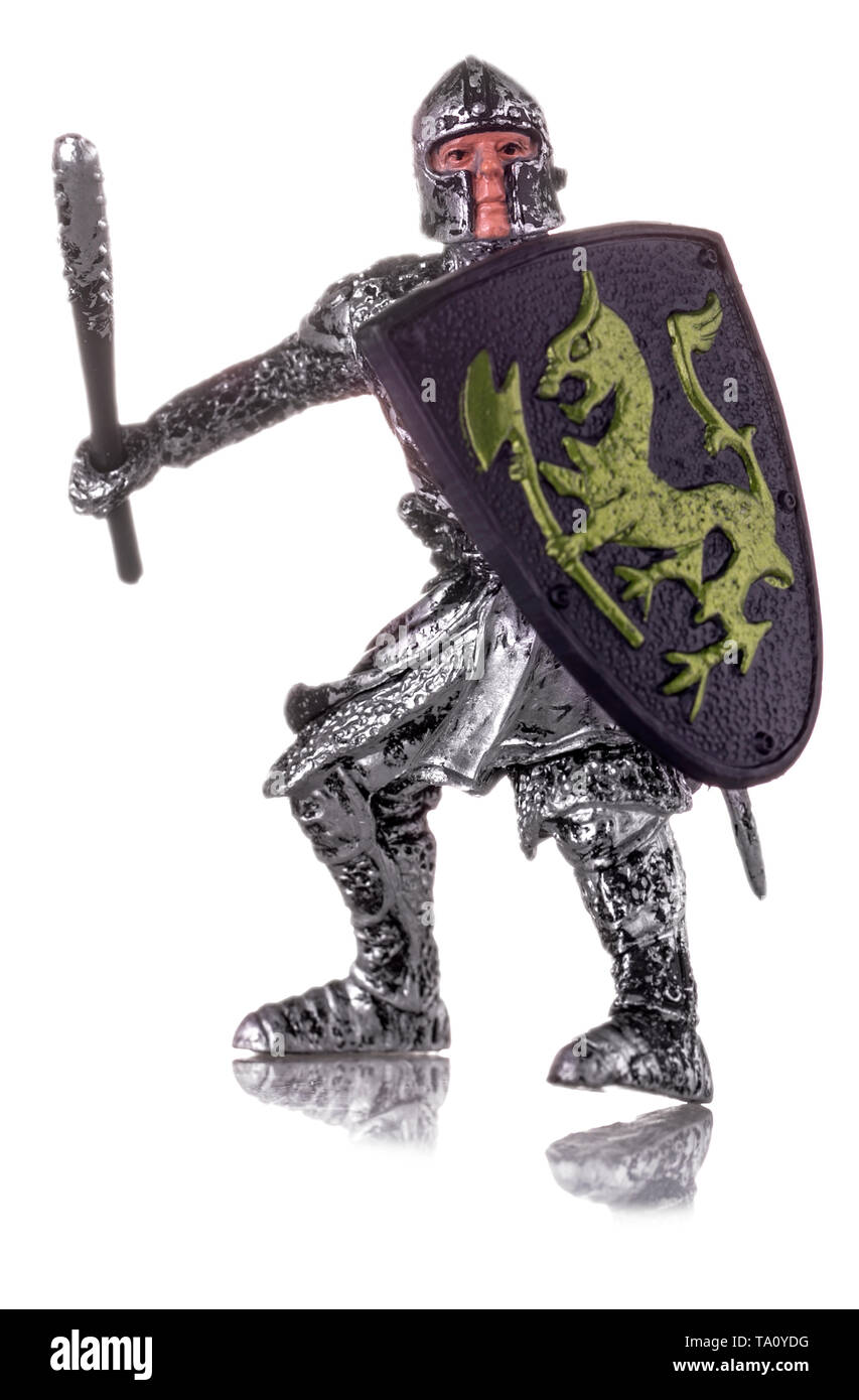 figurine a medieval knight isolated on white background Stock Photo - Alamy