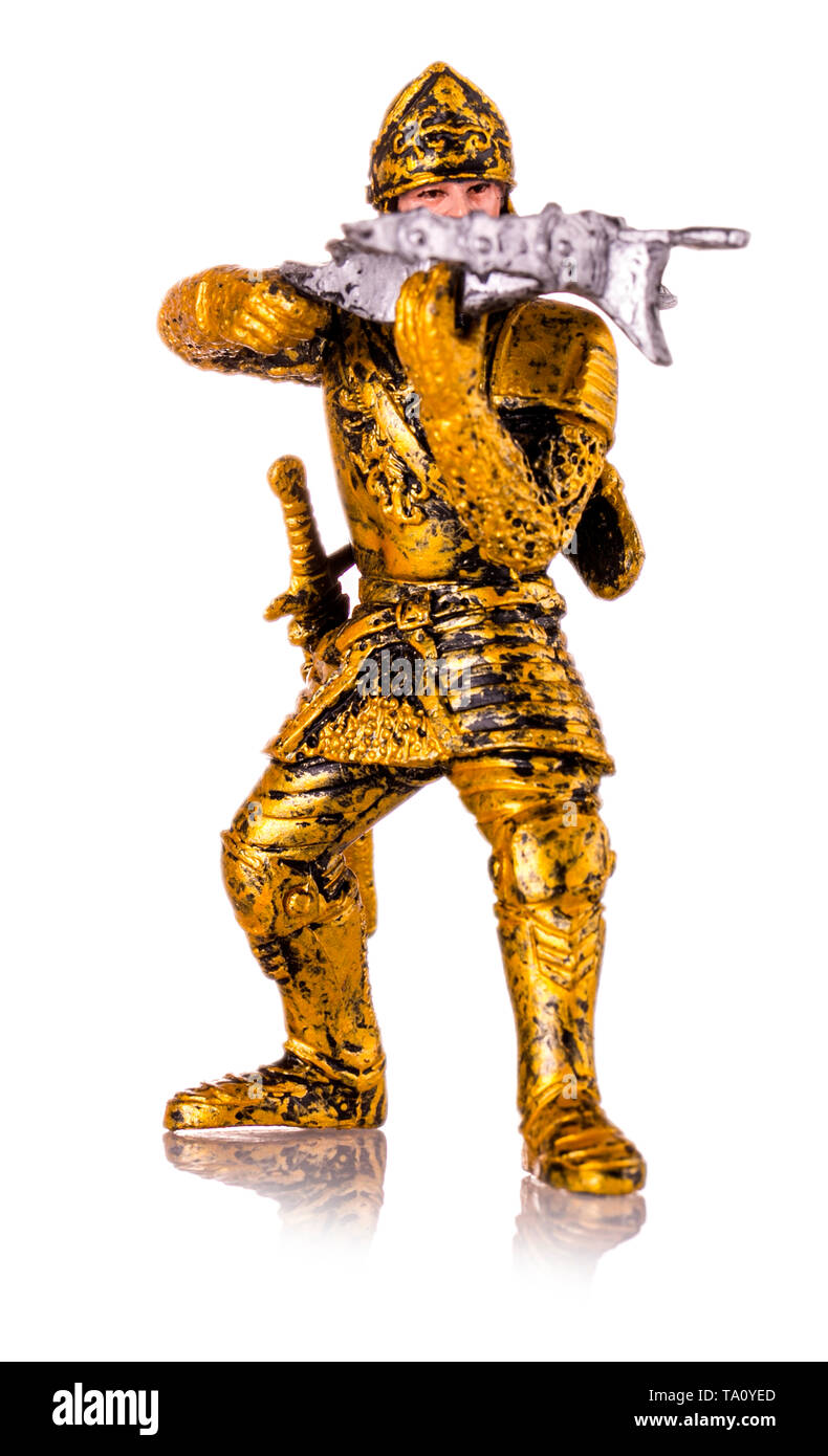 figurine a medieval knight isolated on white background Stock Photo - Alamy
