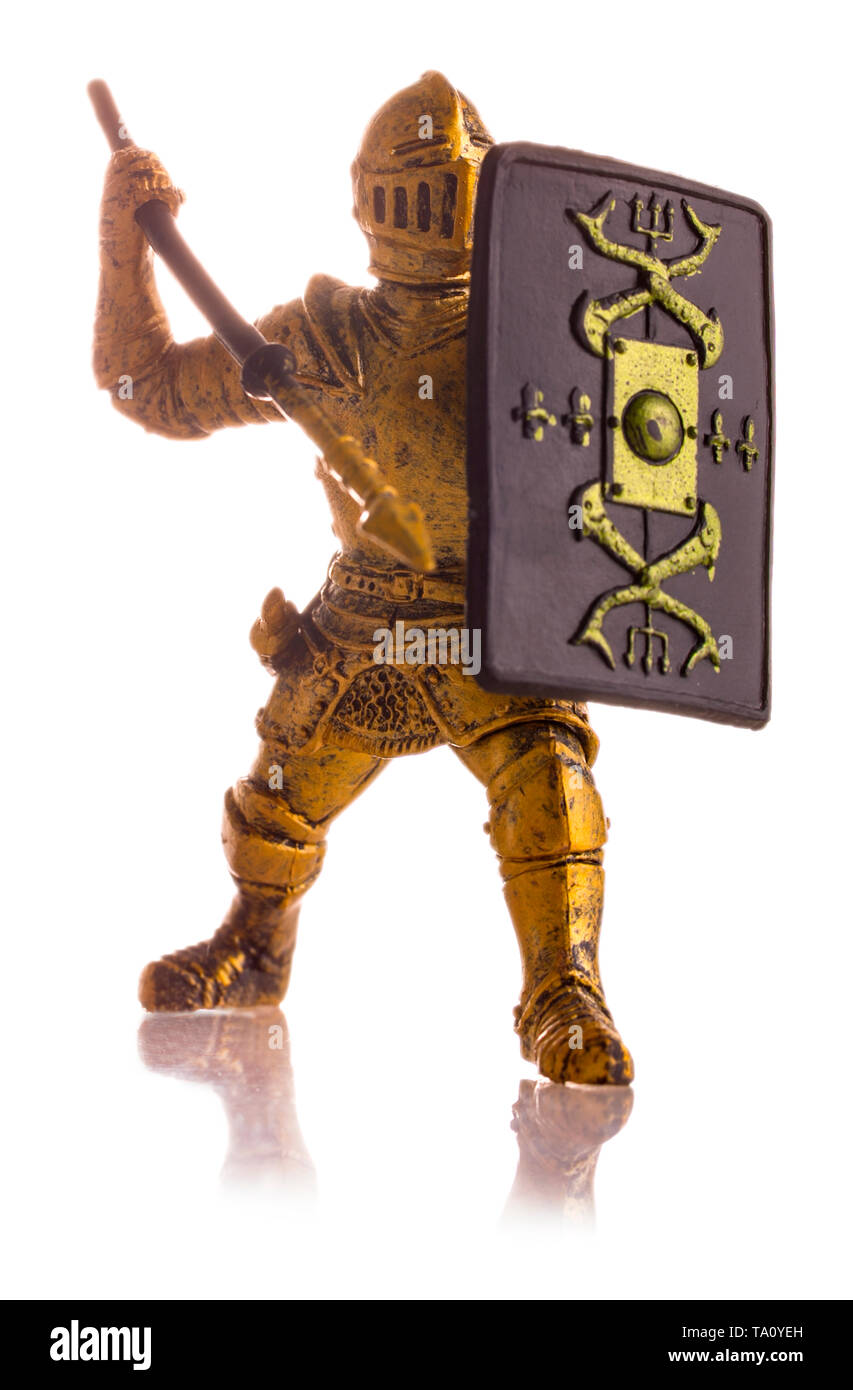 figurine a medieval knight isolated on white background Stock Photo - Alamy
