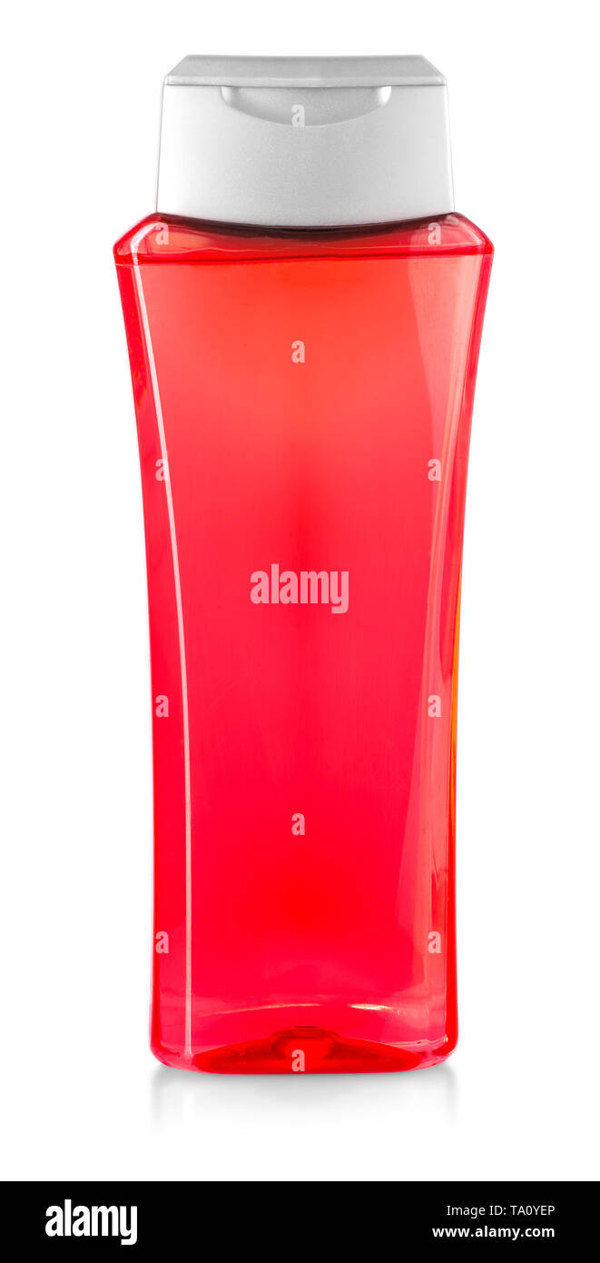 Red shower gel bottle isolated on white background Stock Photo - Alamy