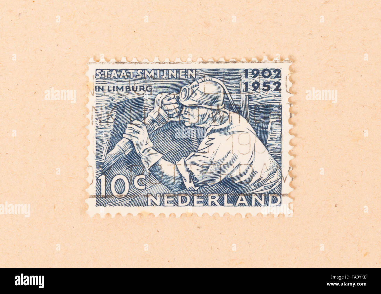 THE NETHERLANDS 1950: A stamp printed in the Netherlands shows the ...