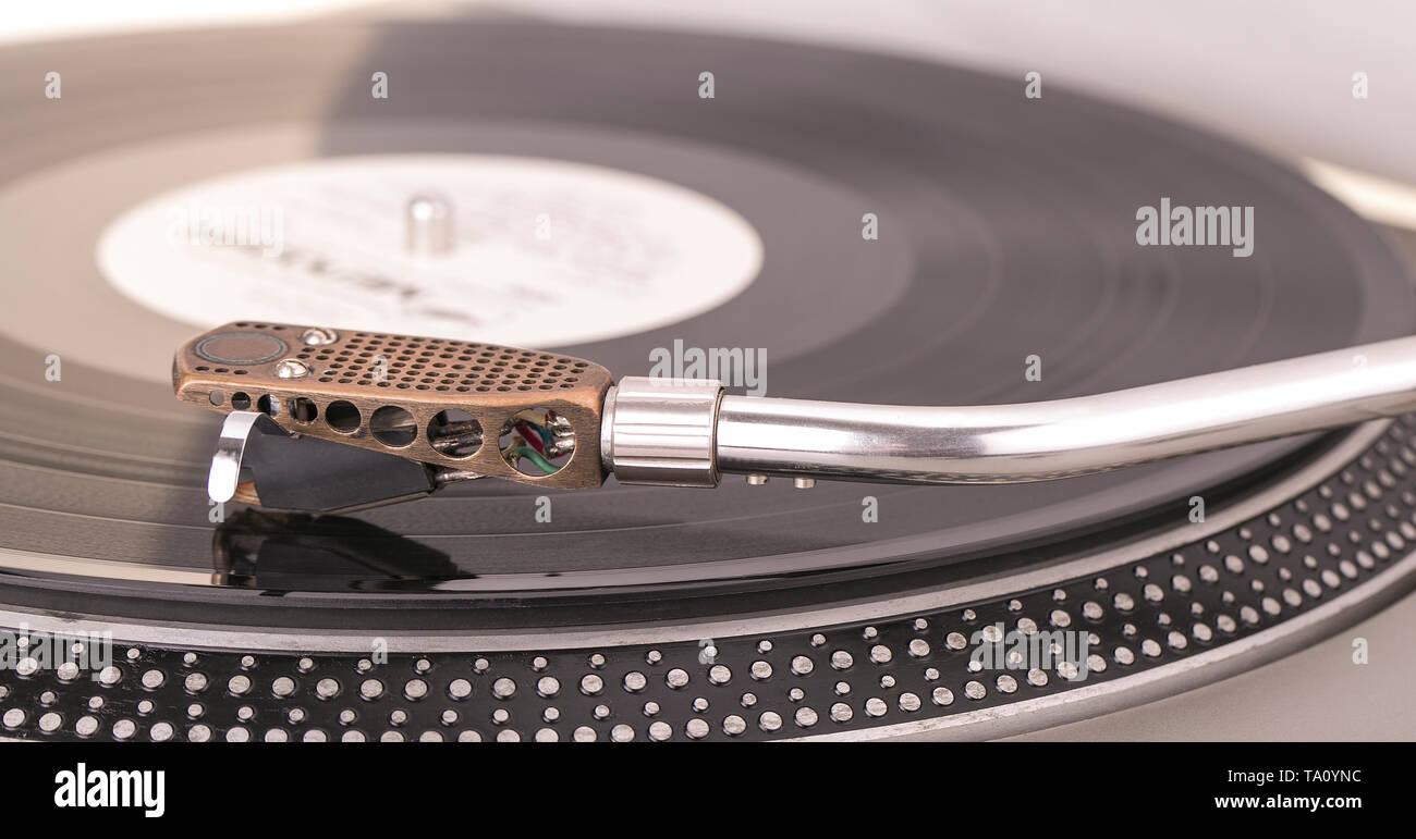 Old dusty vinyl turntable player isolated over white background Stock ...
