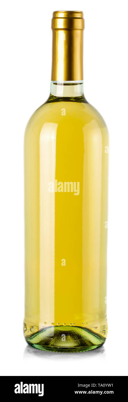 White wine bottle isolated on white background with clipping path Stock ...