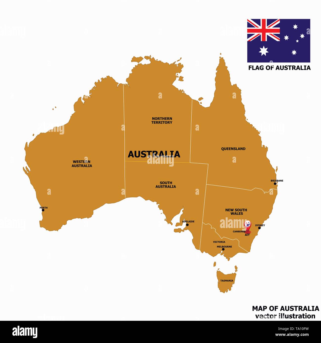 Map of Australia with flag. Australian infographic. Vector Stock Vector ...