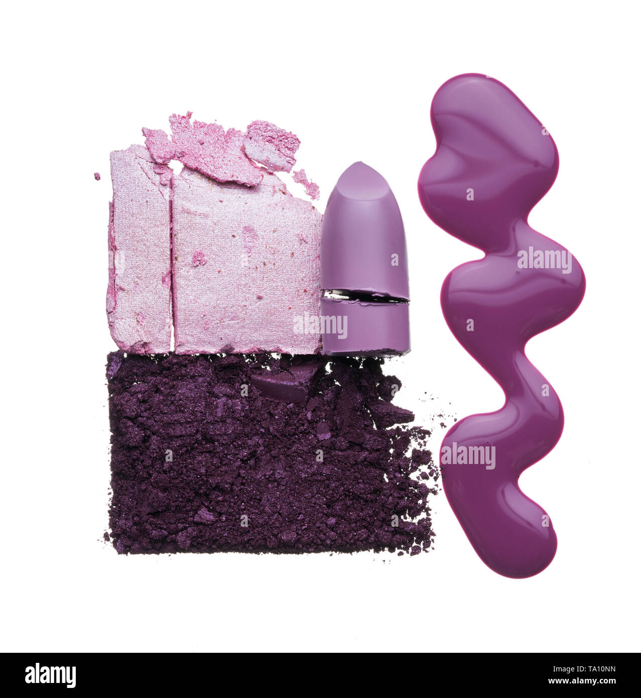 Violet texture of various cosmetics on white background Stock Photo - Alamy