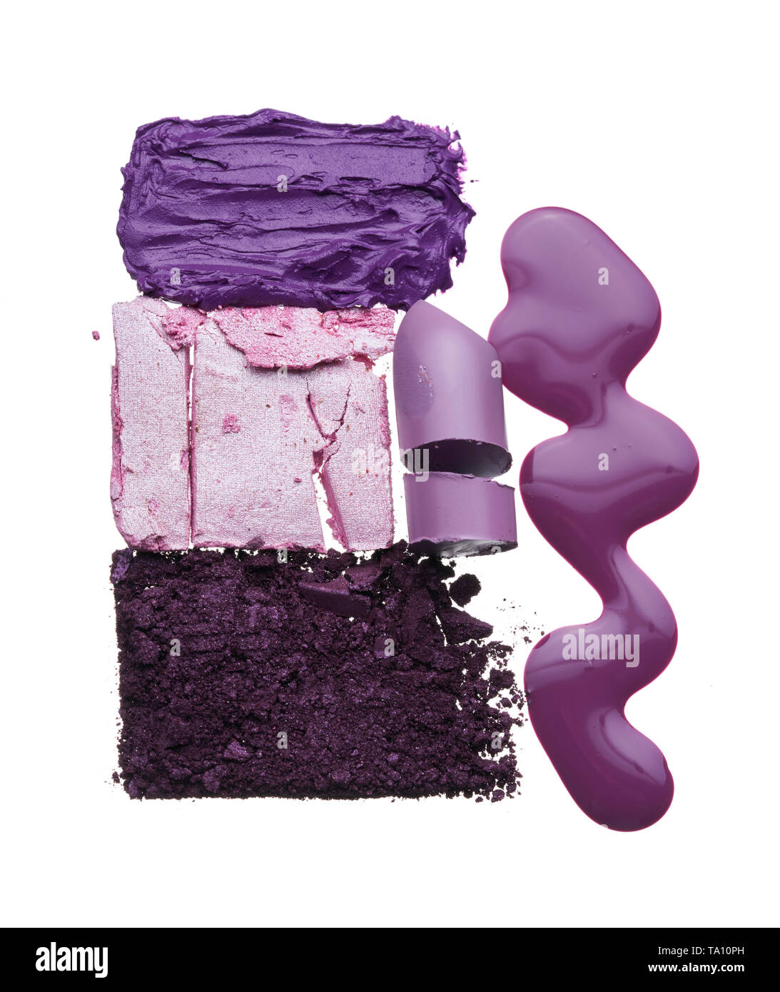 Violet texture of various cosmetics on white background Stock Photo - Alamy