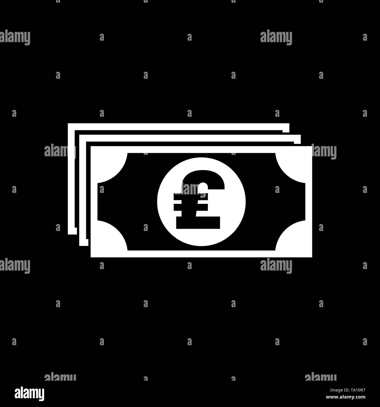 Money icon. Pound sterling and cash, coin, currency, bank symbol. Flat ...