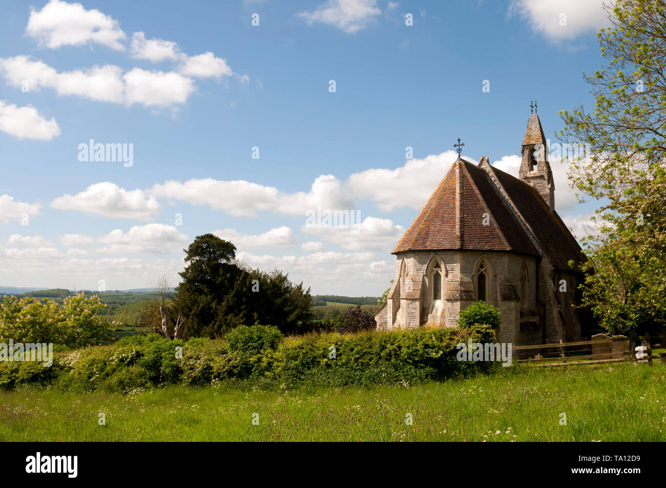 St. James Church in spring, Weethley, Warwickshire, England, UK Stock ...