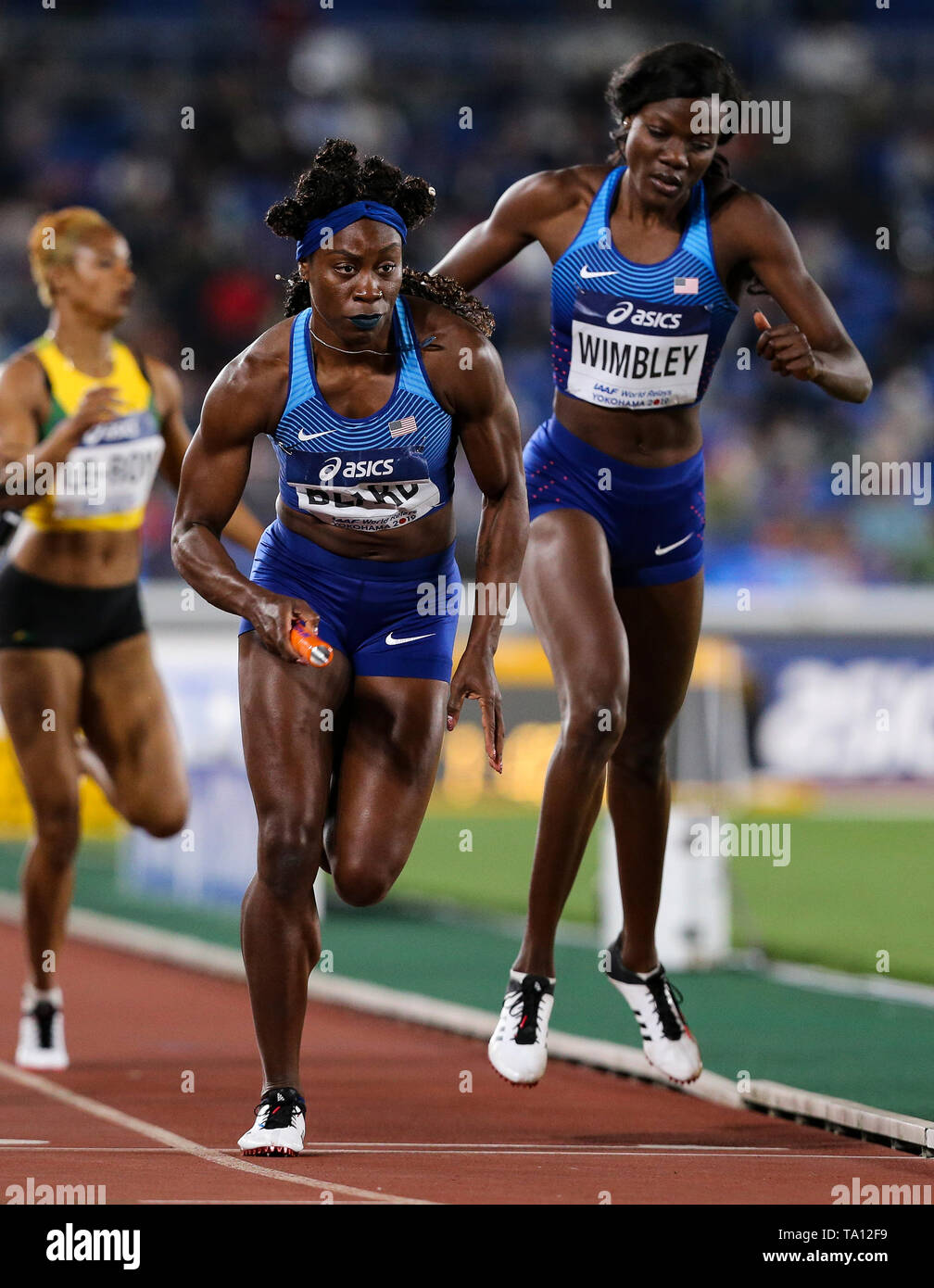 YOKOHAMA, JAPAN - MAY 12: Jessica Beard of the USA n the women's 4x400m ...