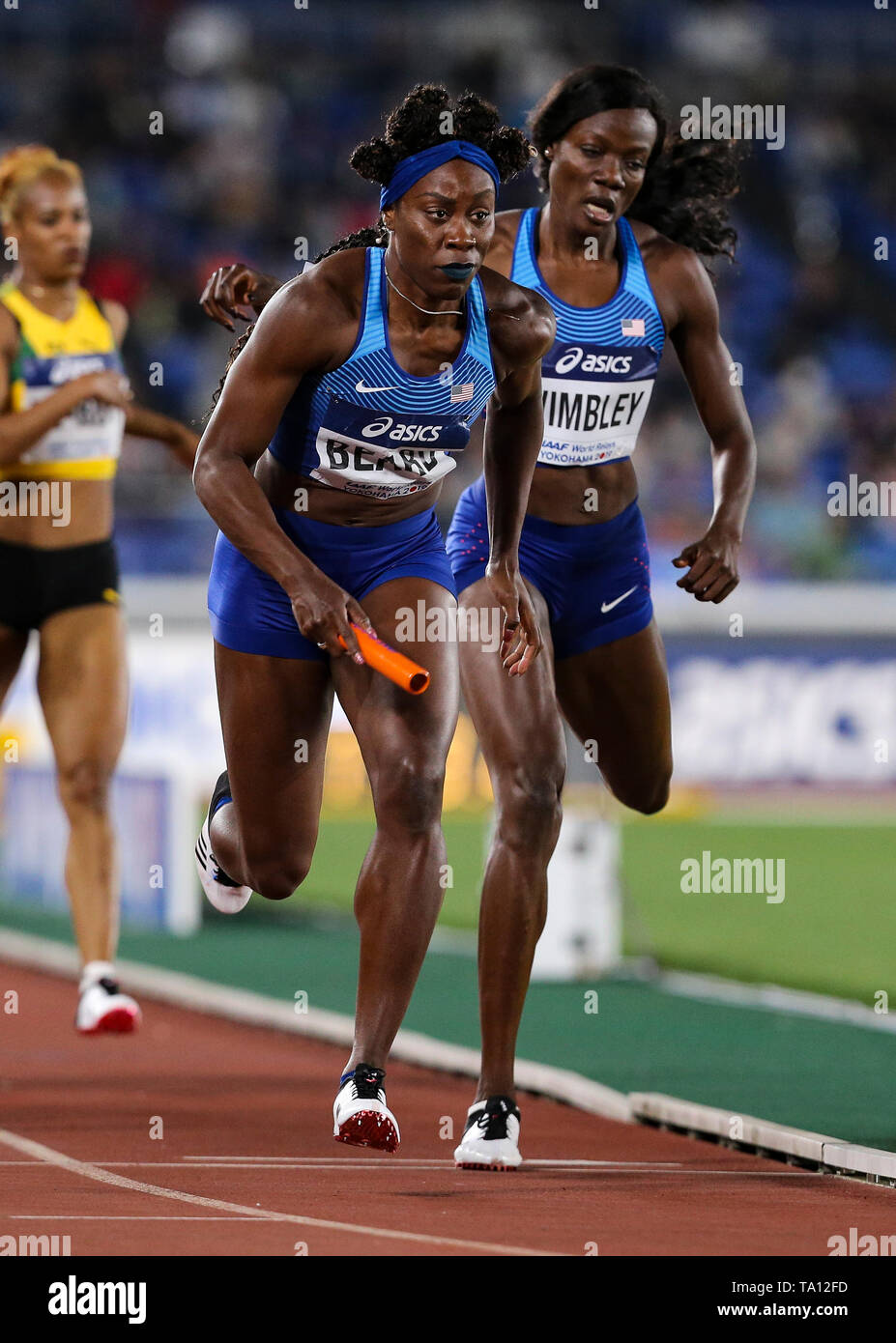 YOKOHAMA, JAPAN - MAY 12: Jessica Beard of the USA n the women's 4x400m ...