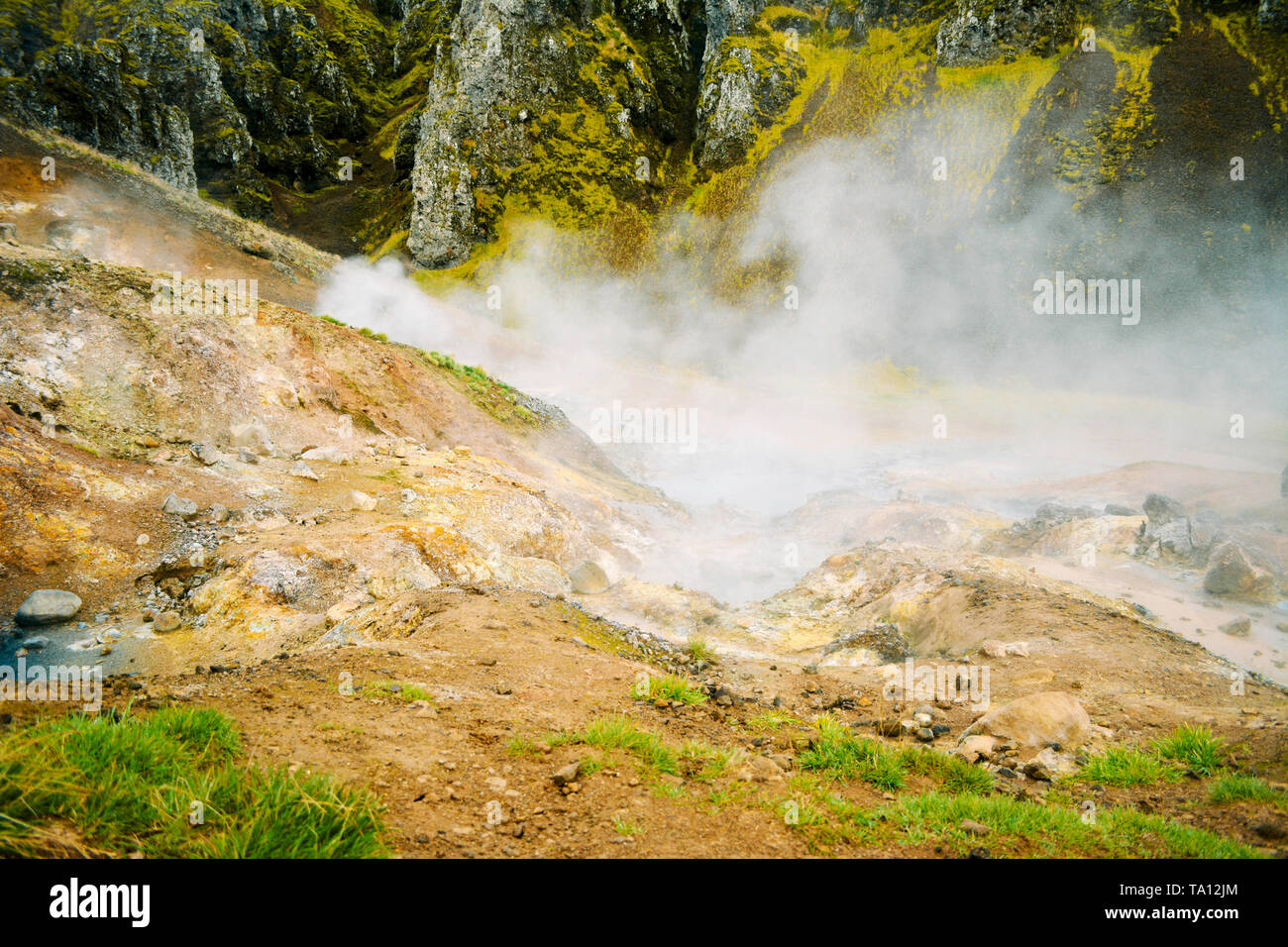 Fumarole field in Namafjall, Iceland. Geothermal beauty landscape Stock ...