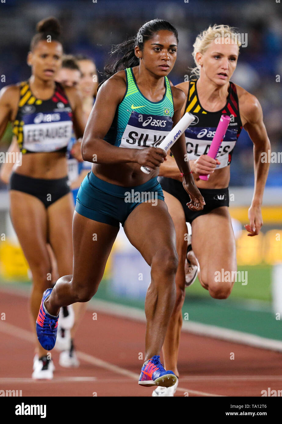 YOKOHAMA, JAPAN - MAY 12: Cristiane Silva of Brazil takes the baton in ...