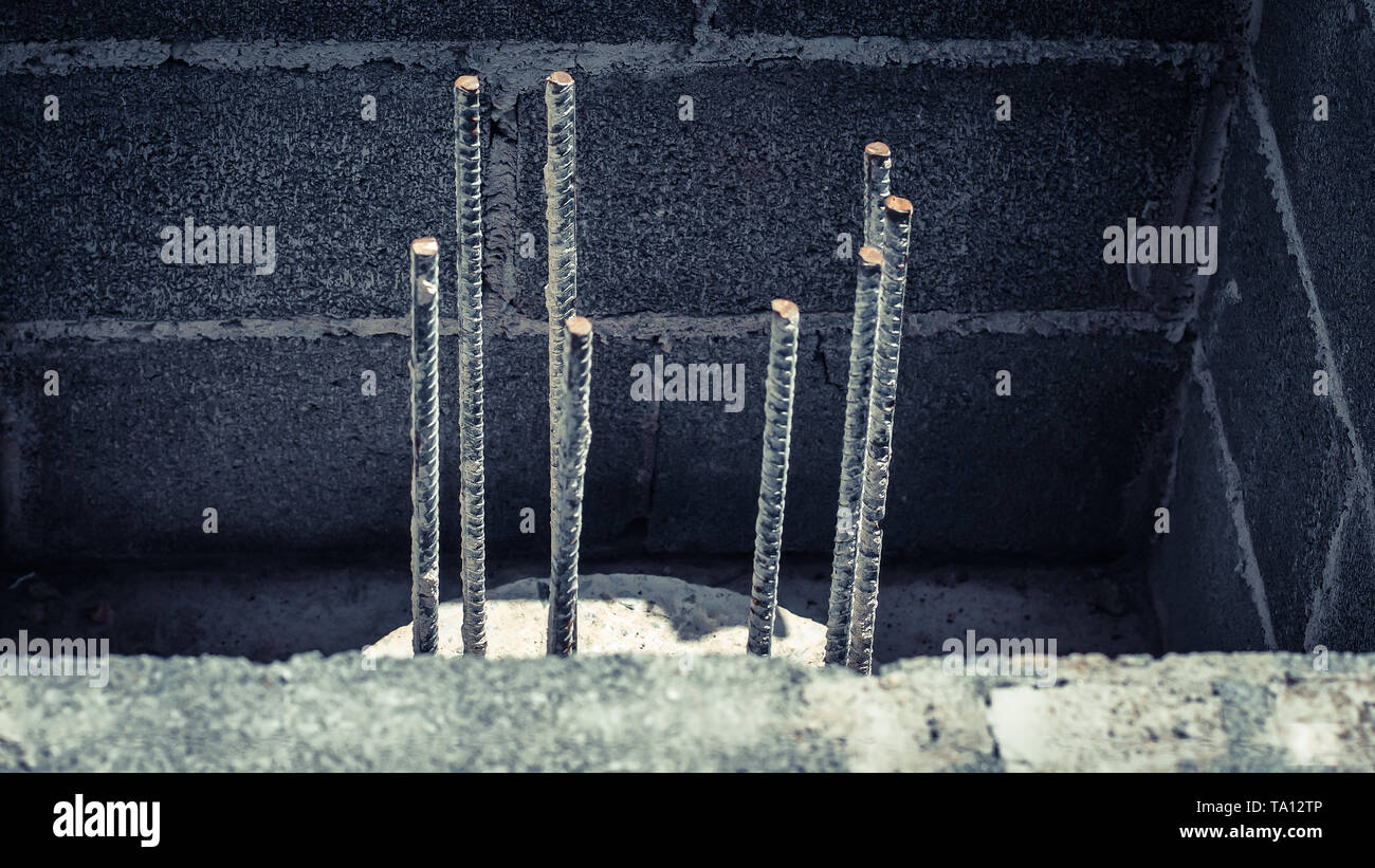 Dowel bar Steel on pile cut off for reinforcement under ground ...