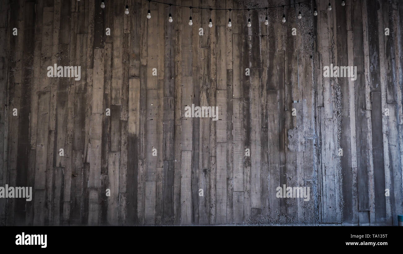 Board Formed Concrete Texture and bulbs lights. Decoration idea ...