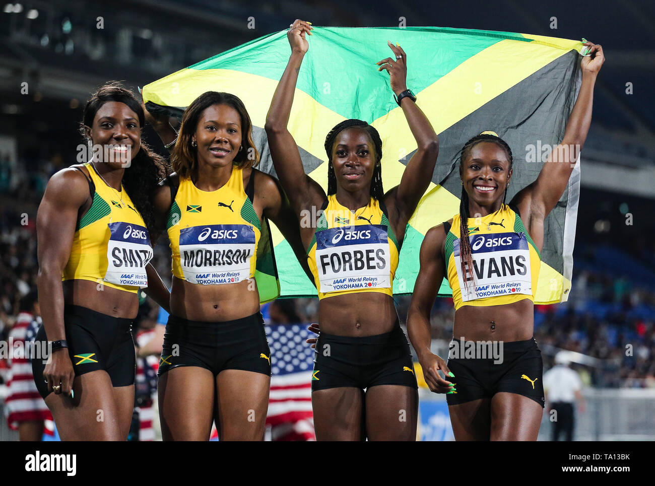 YOKOHAMA, JAPAN - MAY 12: Jonielle Smith, Natasha Morrison, Shashalee ...