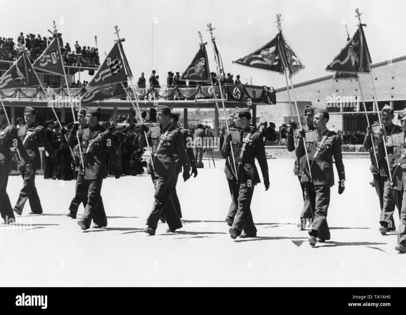 Photo of a group of German legionaries with standards of the various ...