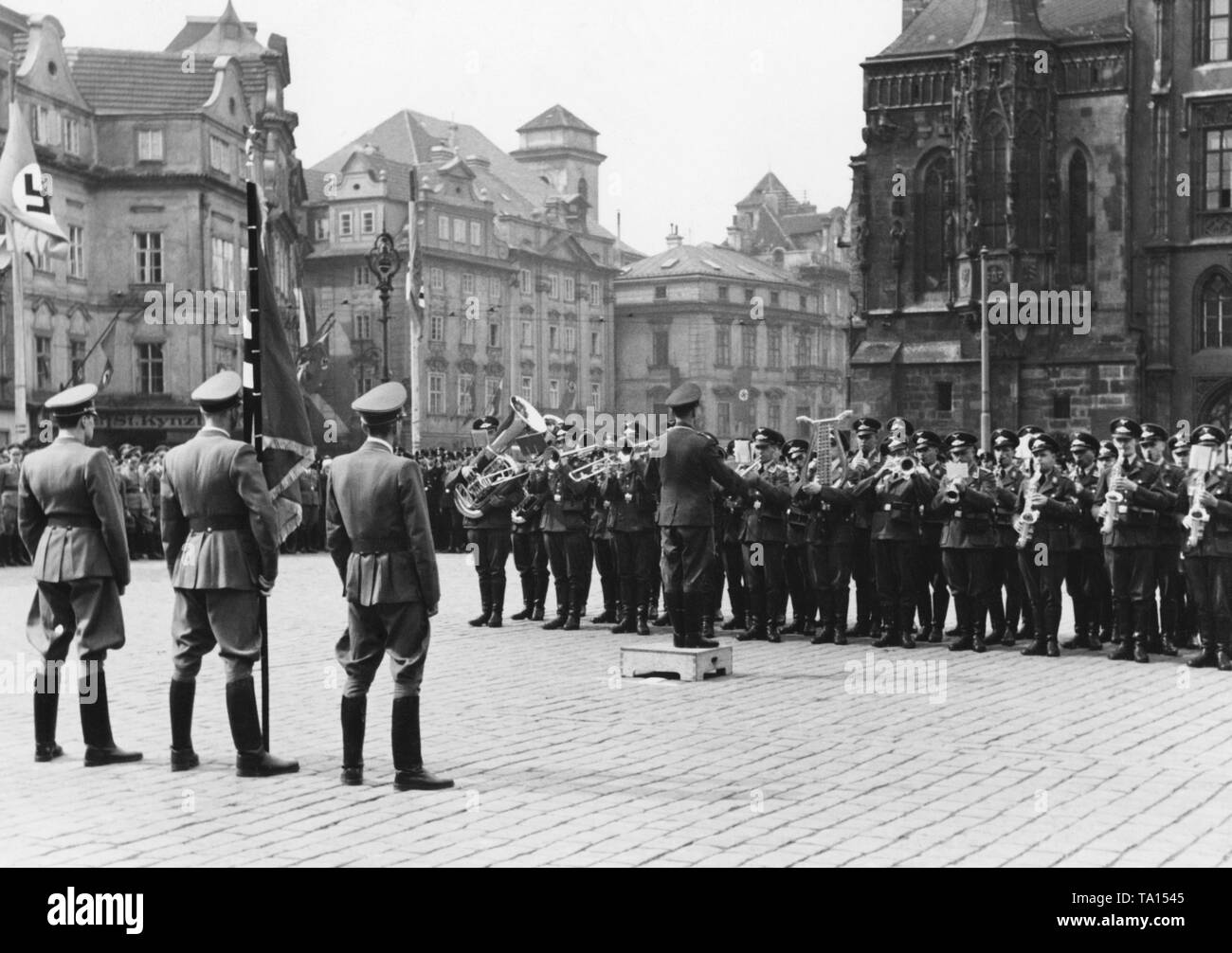 A music band plays on the occasion of Adolf Hitler's birthday in Prague ...