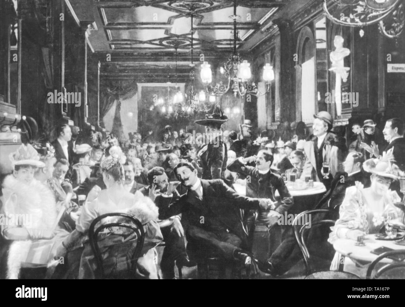 Interior of a Berlin cafe after a painting by Hermann Clementz Stock ...