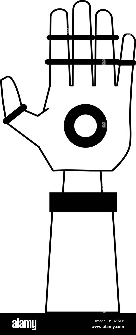 Bionic robot hand technology in black and white Stock Vector Image ...
