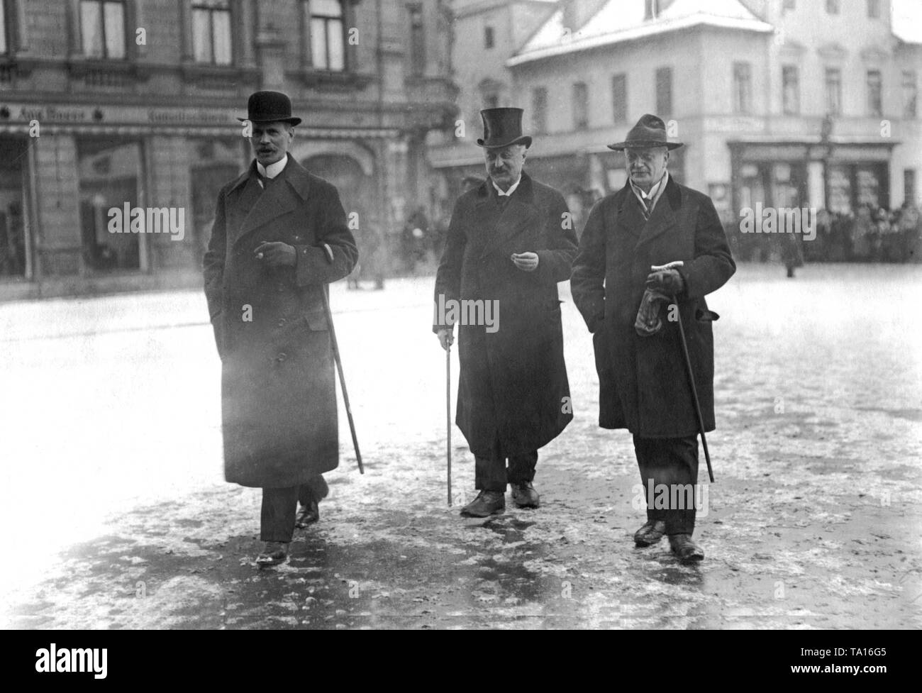 President of the Reichstag Konstantin Fehrenbach (center) walking with ...