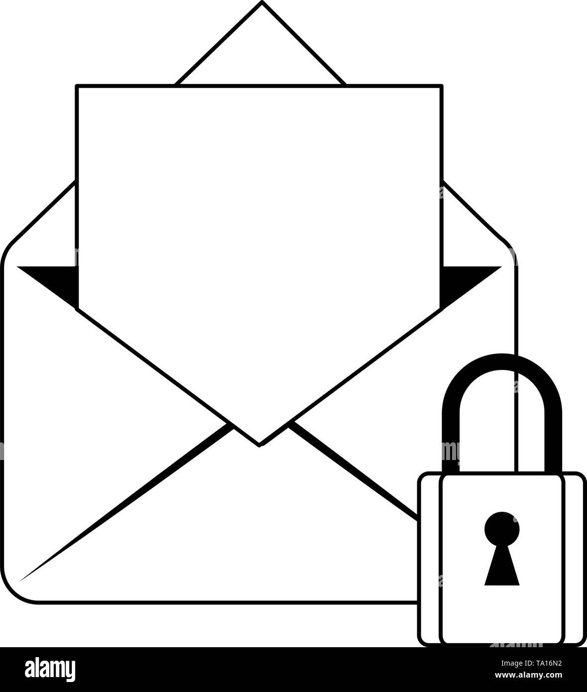 Email security padlock symbol in black and white Stock Vector Image ...