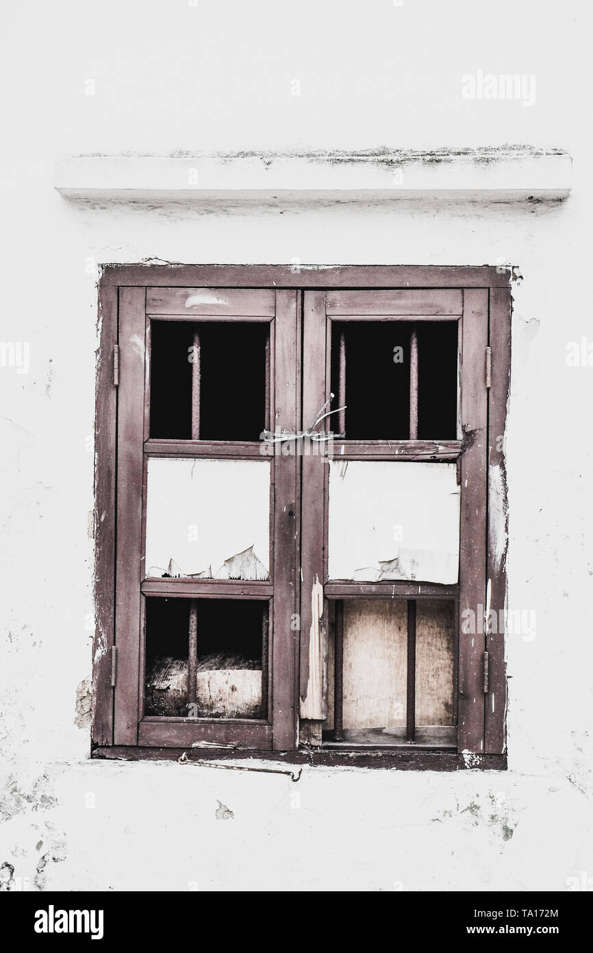 old vintage wooden window curved steel old fashion of house background ...