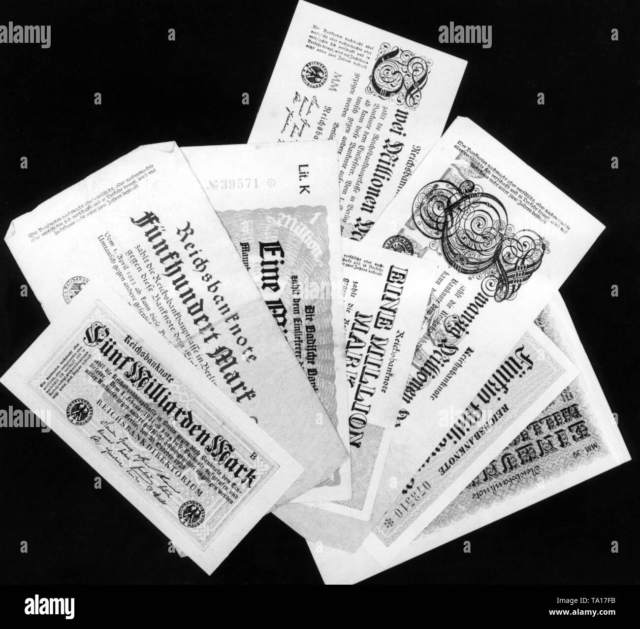 Banknotes with high monetary value. With rising inflation, monetary ...