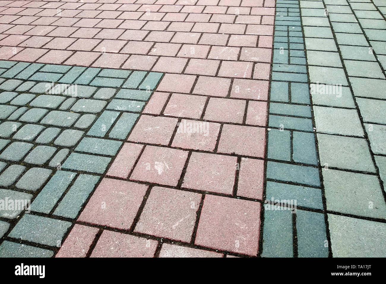 Stone pavement in perspective. Granite cobblestone pavement tiles Stock ...