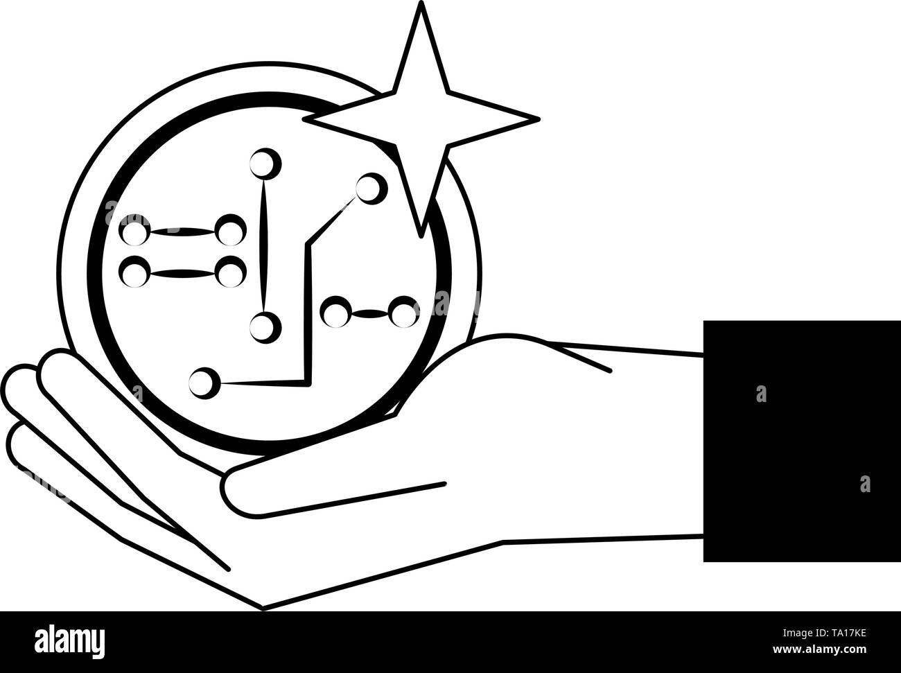 Hand with cryptocurreny symbol in black and white Stock Vector Image ...