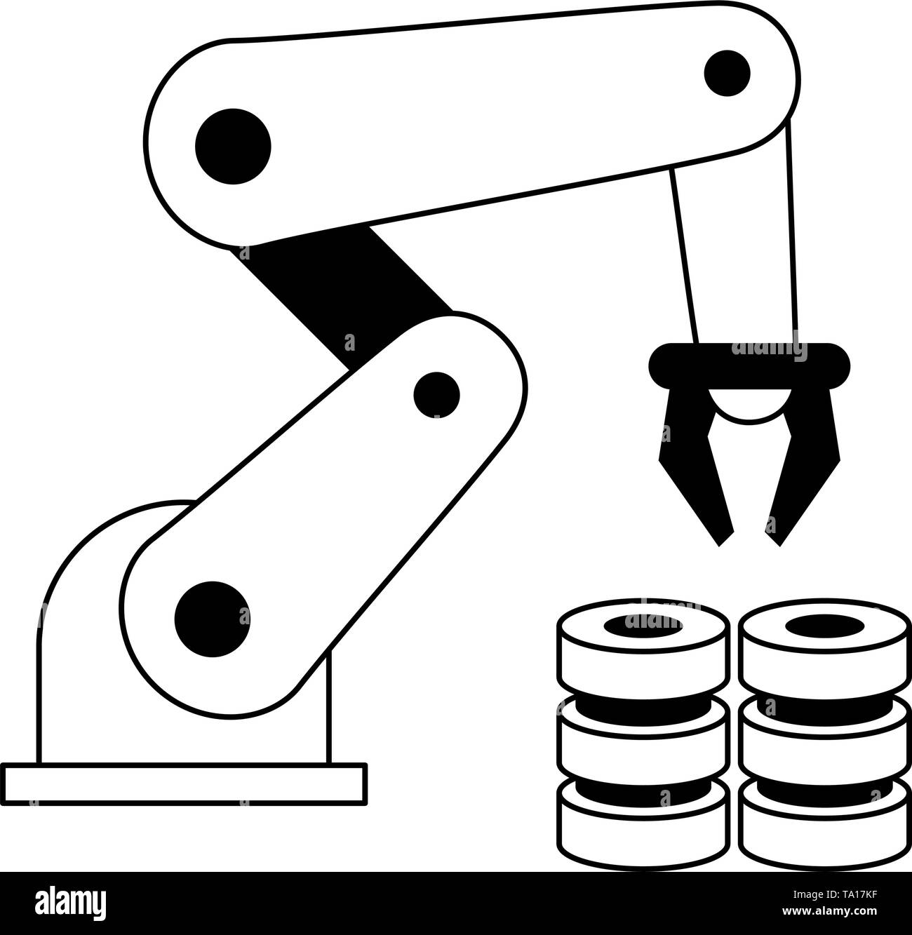 Hydraulic arm with disks technology in black and white Stock Vector ...