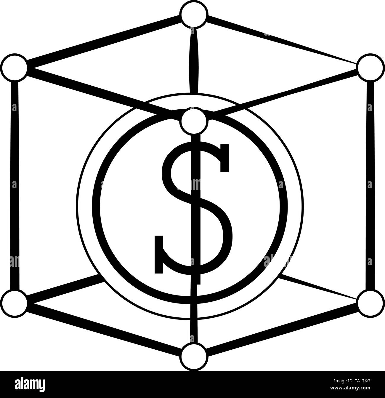 Coin inside cube symbol isolated in black and white Stock Vector Image ...