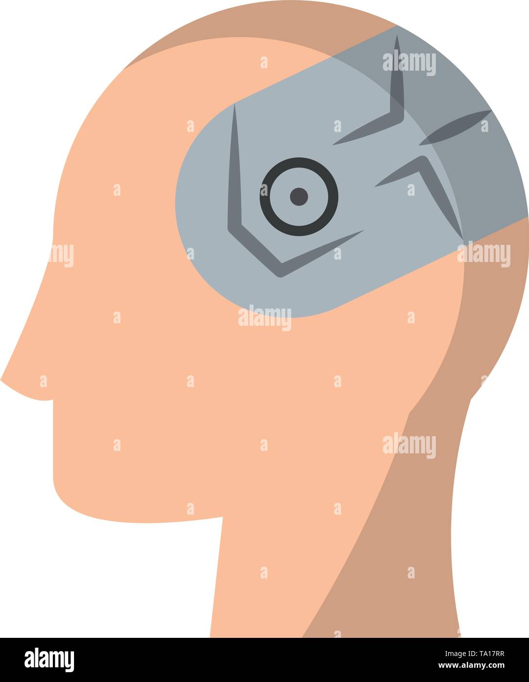 Human head with artificial brain intelligence Vector illustration Stock ...