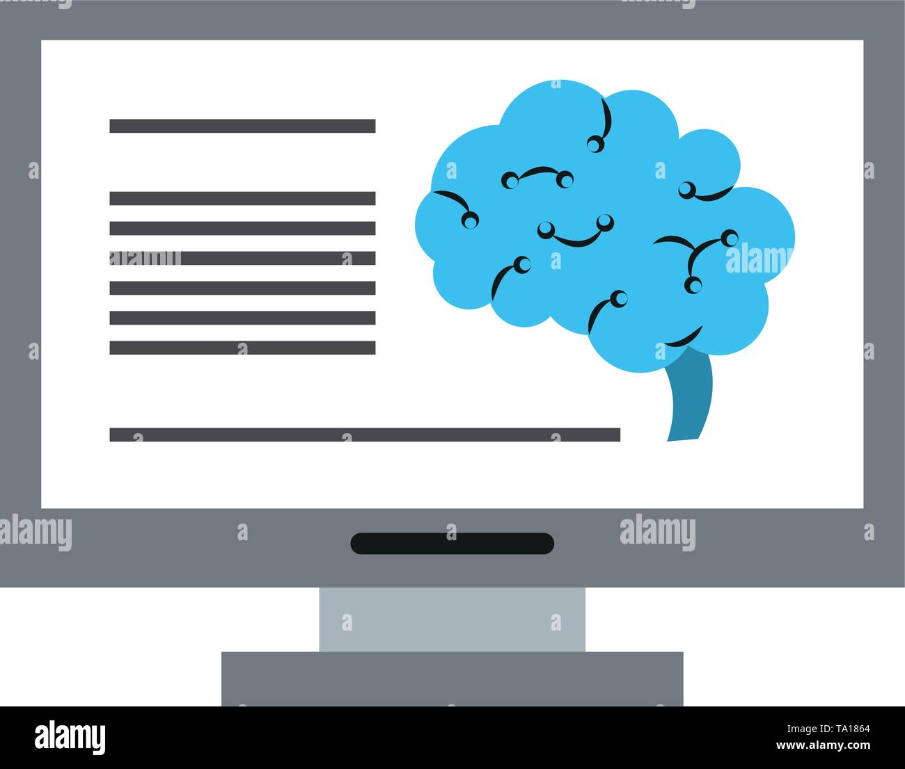 Computer analizing human brain artificial intelligence Vector ...