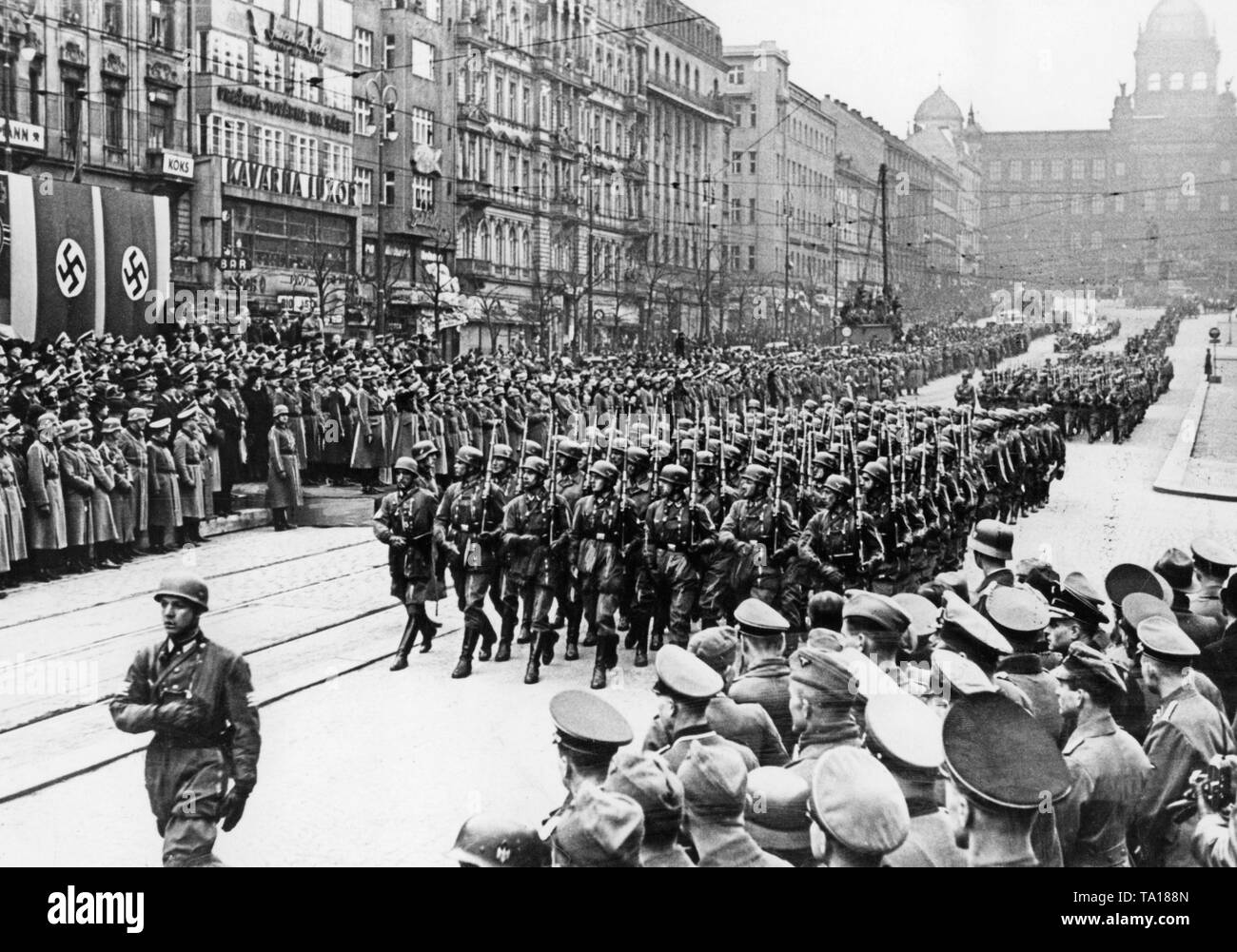 A military parade of the Wehrmacht takes place during the German ...