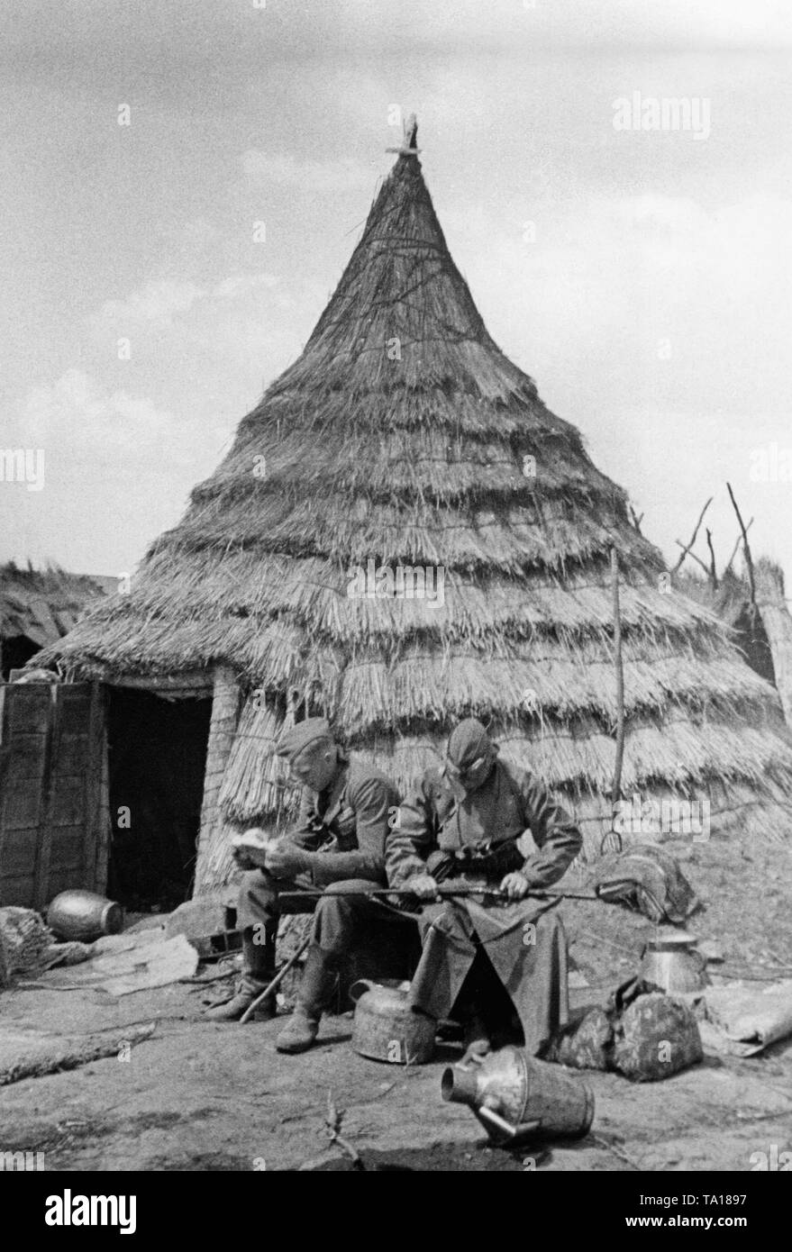 Undated photo of two German soldiers of the Condor Legion, who are ...