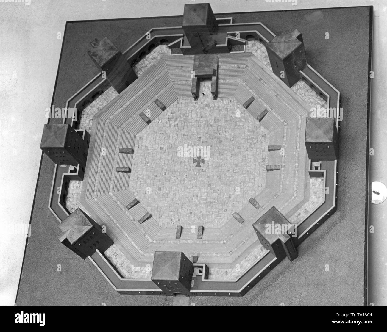 Undated photo of a model for the conversion of the Tannenberg Memorial ...