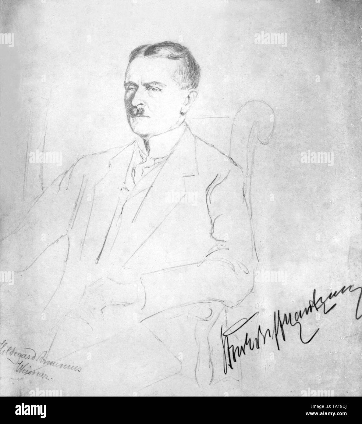 Pencil drawing of Count von Rantzau from his time as first Reich ...
