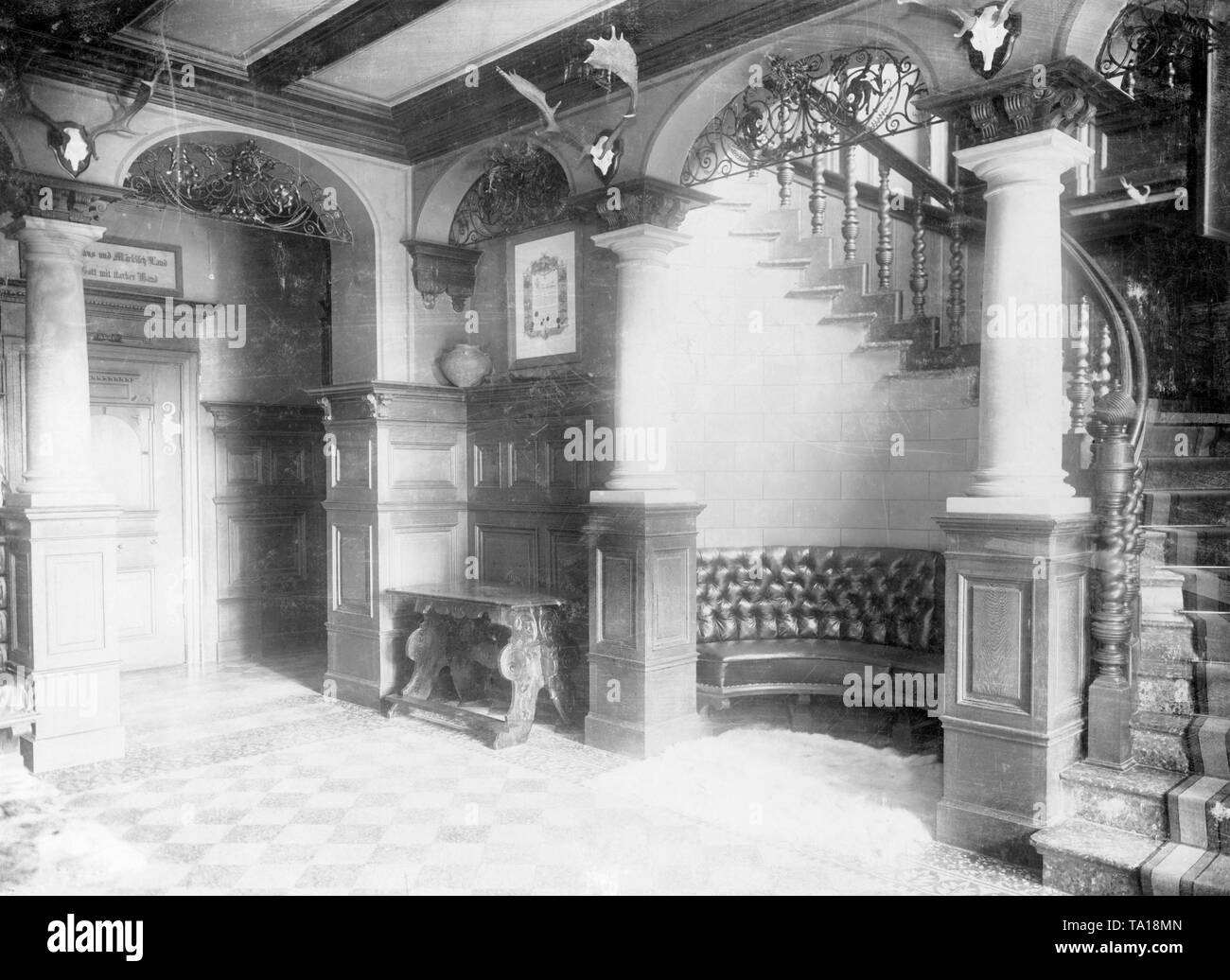 Hall of the Dallmin Castle near Karstaedt (Prignitz), the castle of the ...