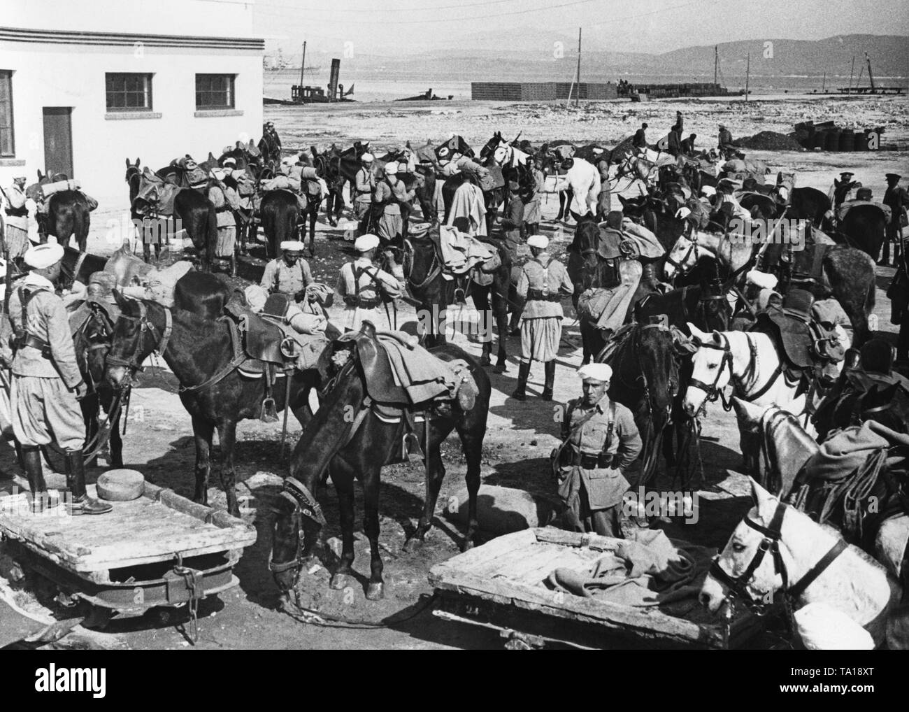 African cavalry of the National Spanish Army landing in Algeciras ...