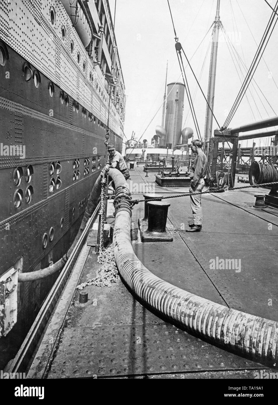 The "Majestic" of the White Star Line is being fueled Stock Photo - Alamy