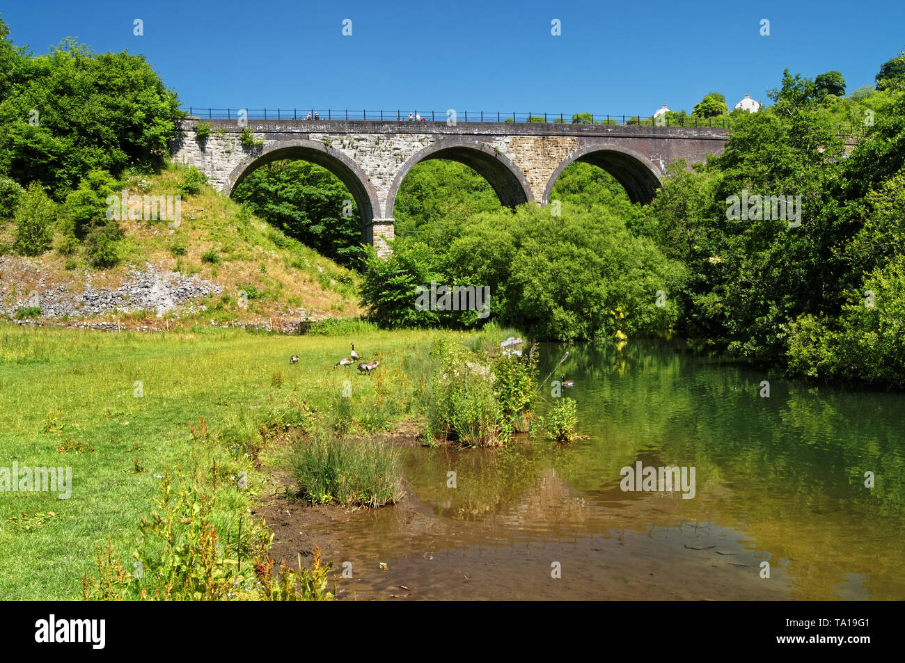 UK,Derbyshire,Peak District,Monsal Dale,Headstone Viaduct & River Wye ...