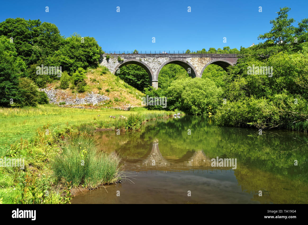 UK,Derbyshire,Peak District,Monsal Dale,Headstone Viaduct & River Wye ...