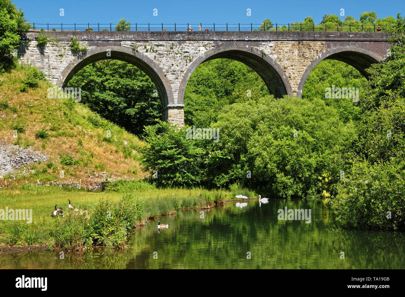 UK,Derbyshire,Peak District,Monsal Dale,Headstone Viaduct & River Wye ...