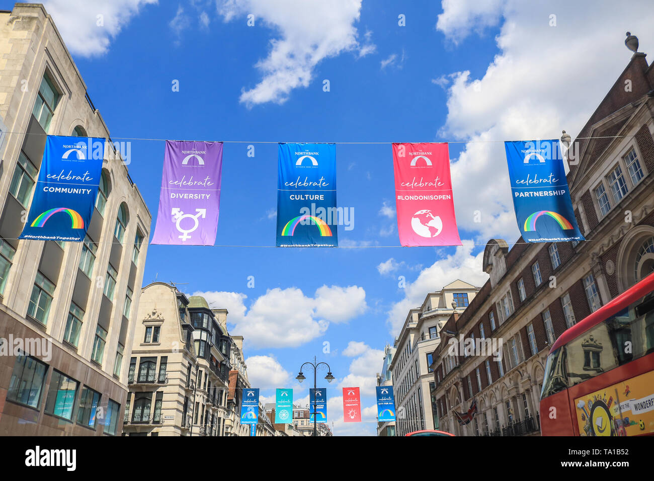 London, UK. 21st May, 2019. Flags celebrating community, creativity ...