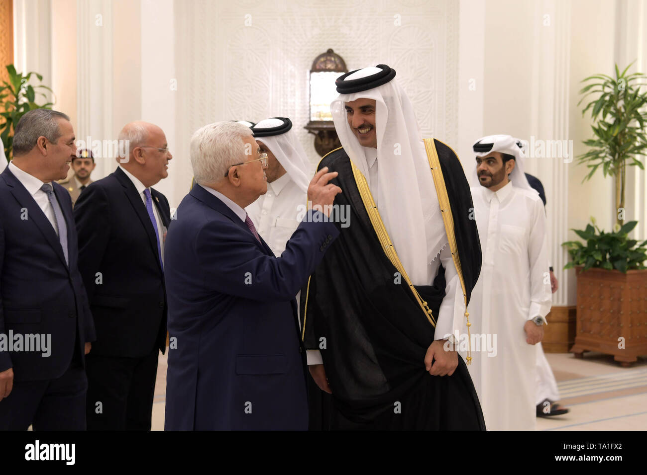 Doha, Doha, Qatar. 21st May, 2019. Palestinian President Mahmoud Abbas meets with Emir of Qatar ...