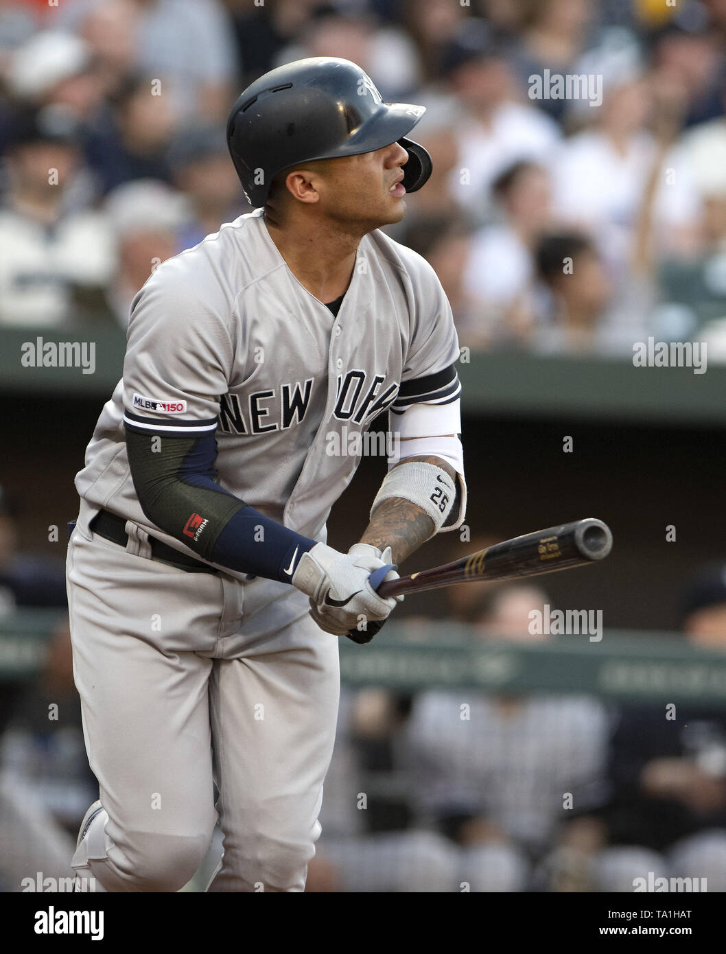 Baltimore, Maryland, USA. 20th May, 2019. New York Yankees second ...
